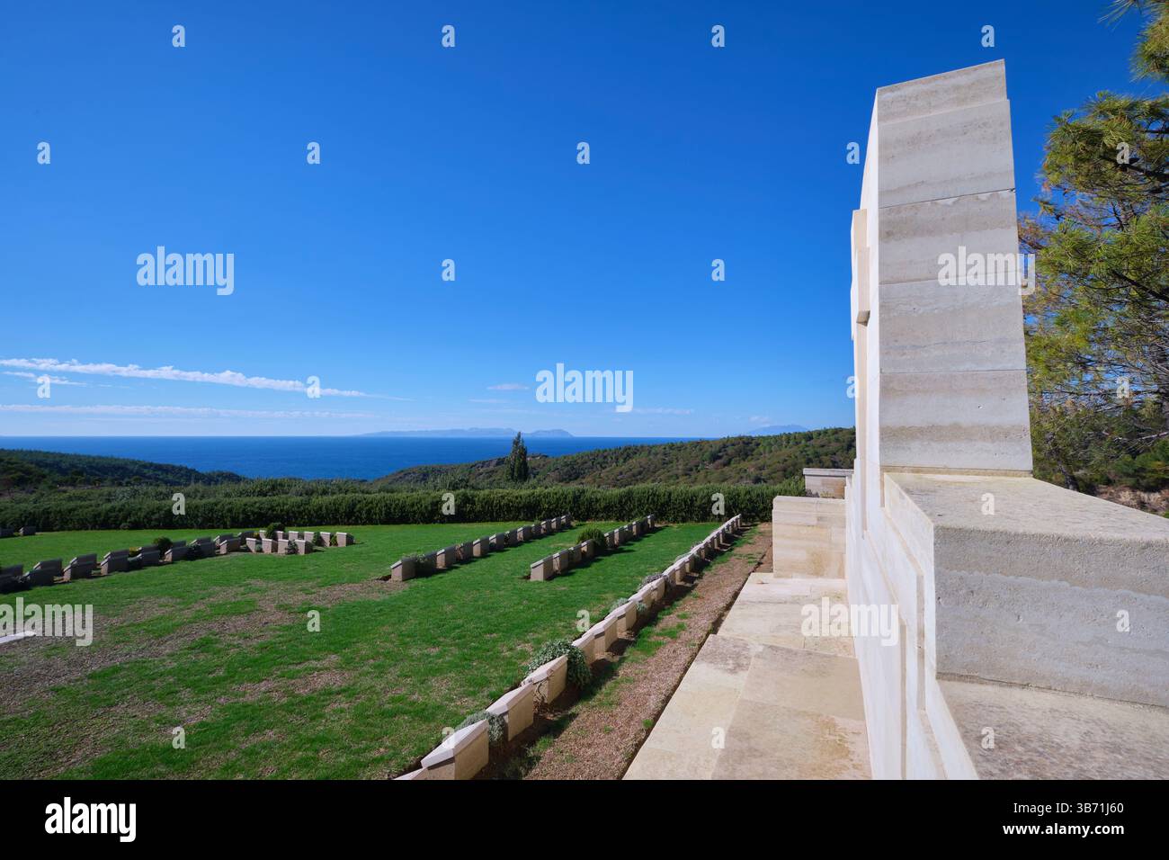 Overview with water in the distance. At the Commonwealth War Graves ...