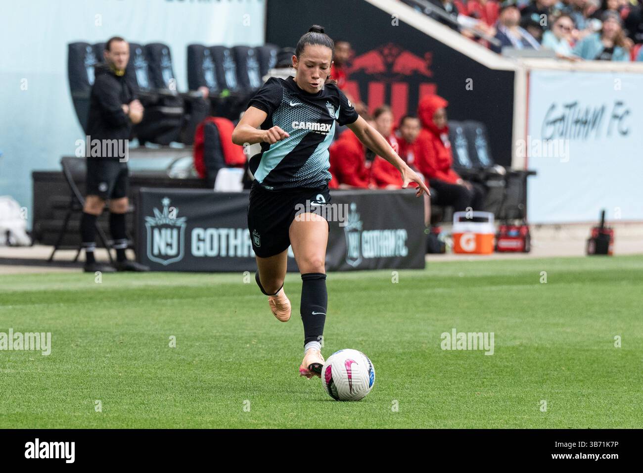 Harrison, NJ, May 4, 2025: Bruninha (3) of Gotham FC controls ball ...