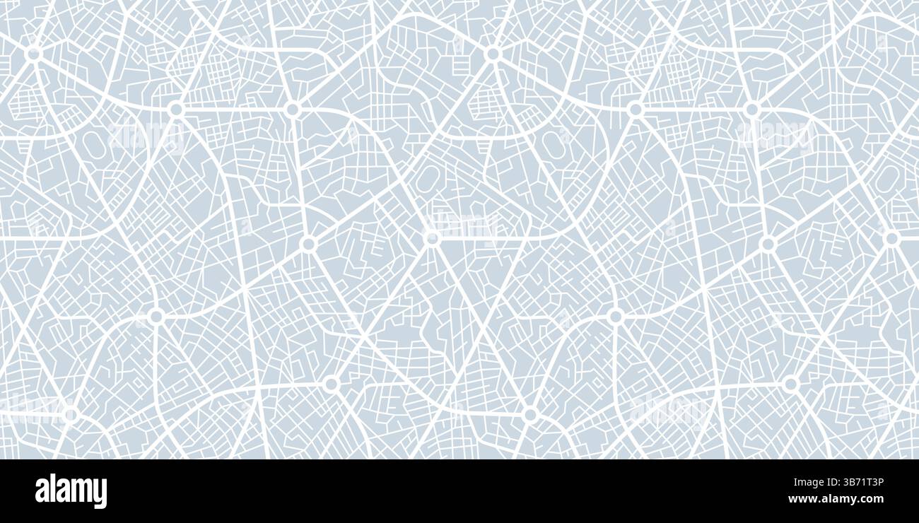 City map plan seamless pattern with roads and streets. Vector repeating ...