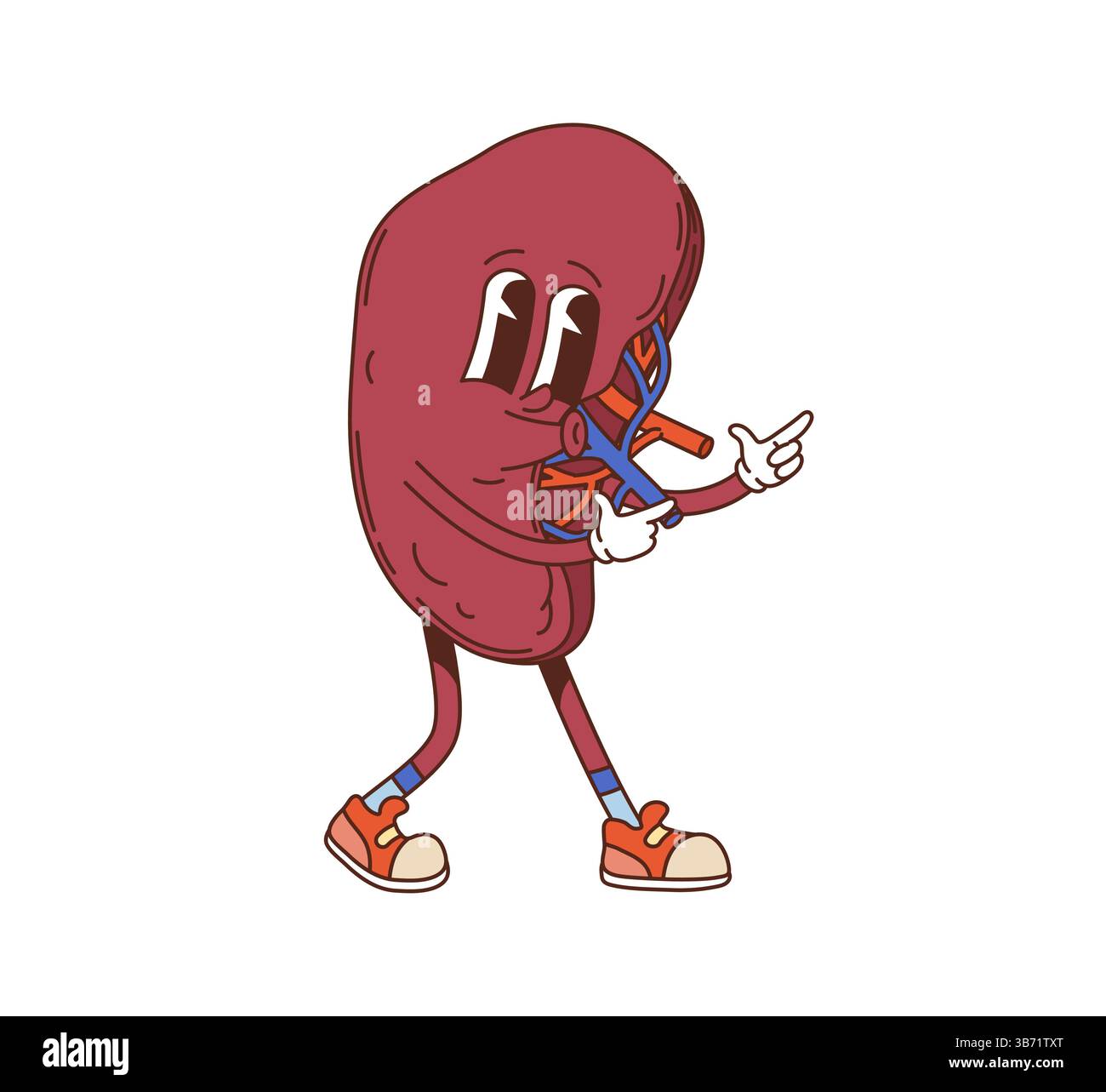 Cartoon groovy spleen human body organ and medicine character with ...
