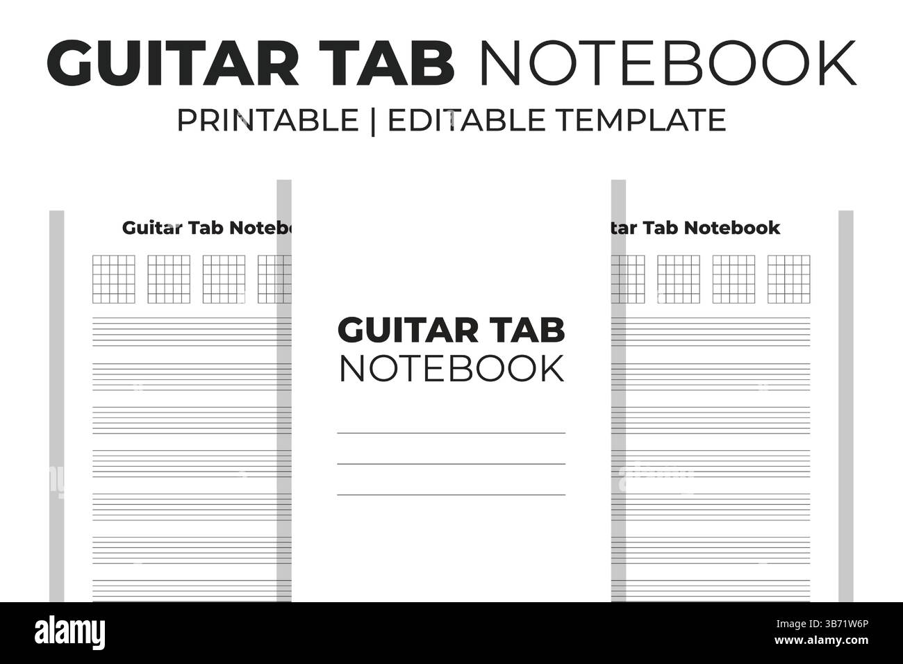 Guitar Tab Notebook KDP Interior Stock Vector Image & Art - Alamy