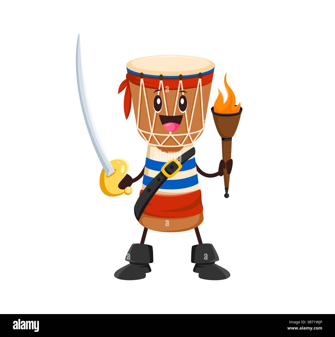 Cartoon groovy musical instrument pirate or corsair character, vector ...