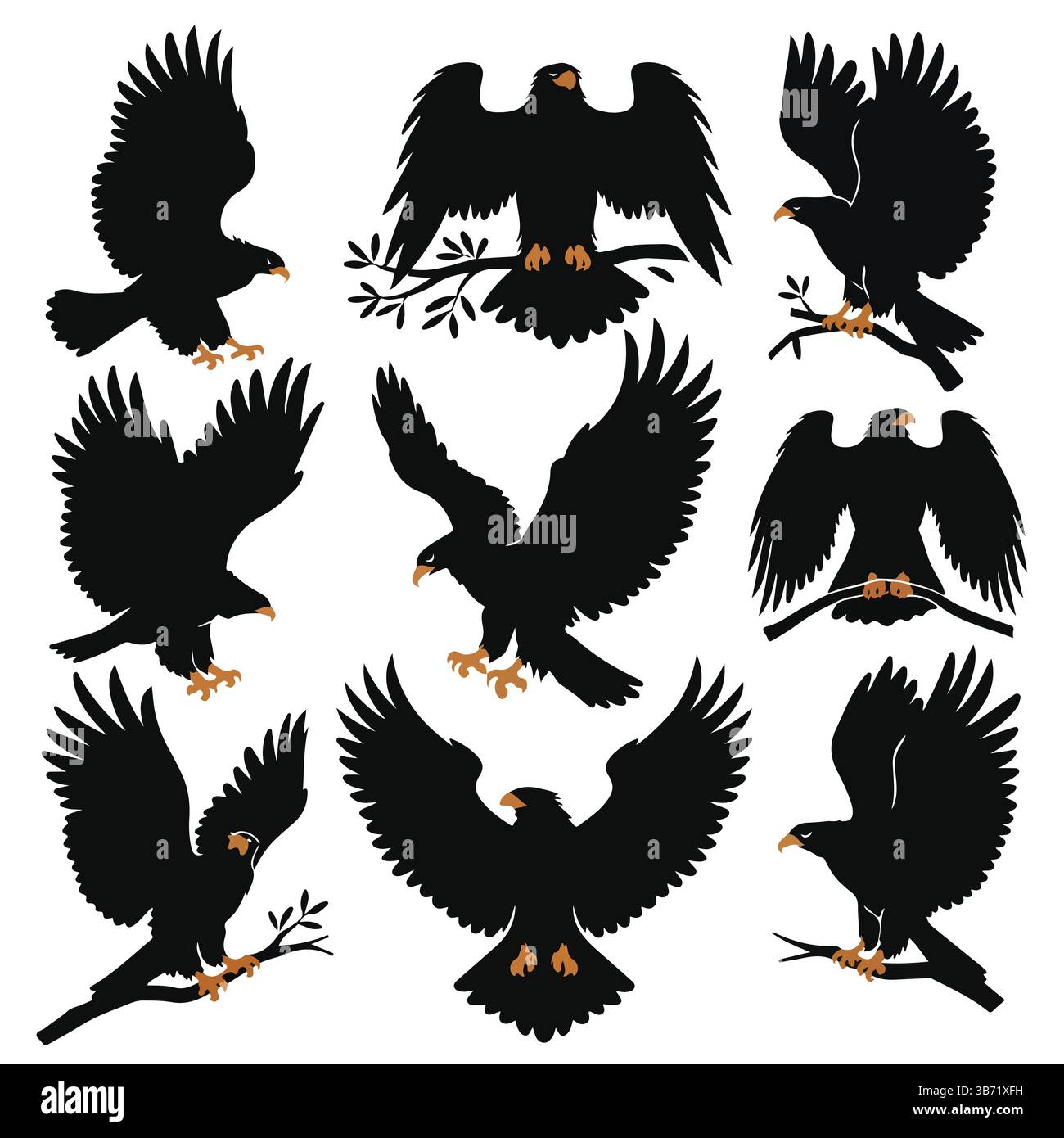 set of eagle black vector silhouettes Stock Vector Image & Art - Alamy