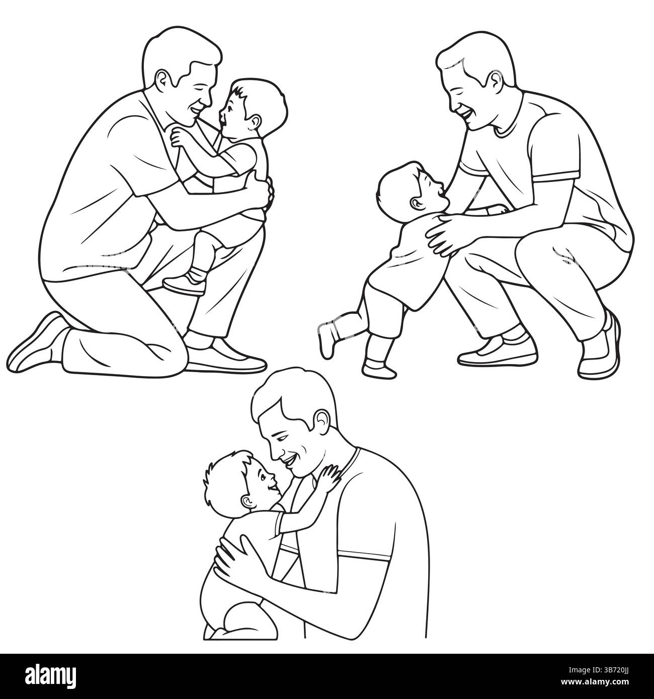 set of black vector father and son, father and child silhouette, father ...