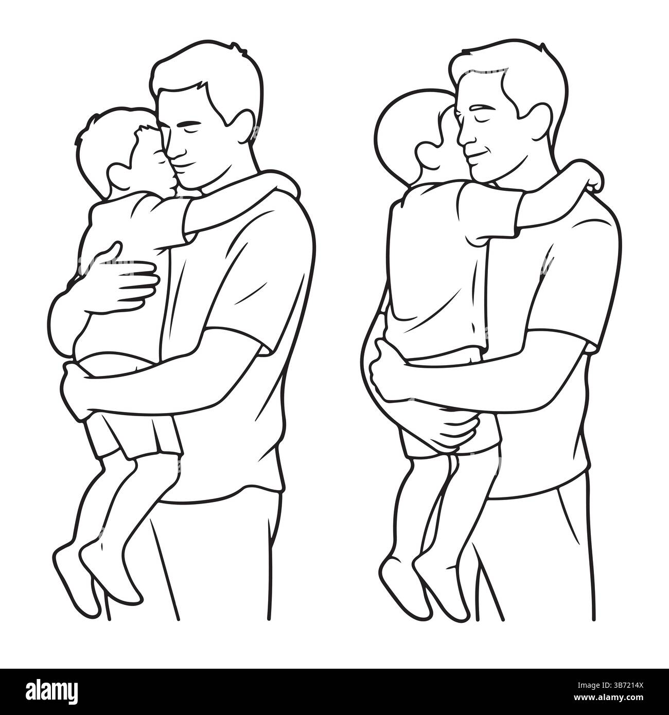 set of black vector father and son, father and child silhouette, father ...