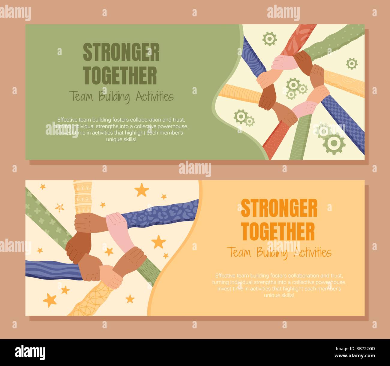 Flat Multicultural Teamwork Banner Set Stock Vector Image & Art - Alamy