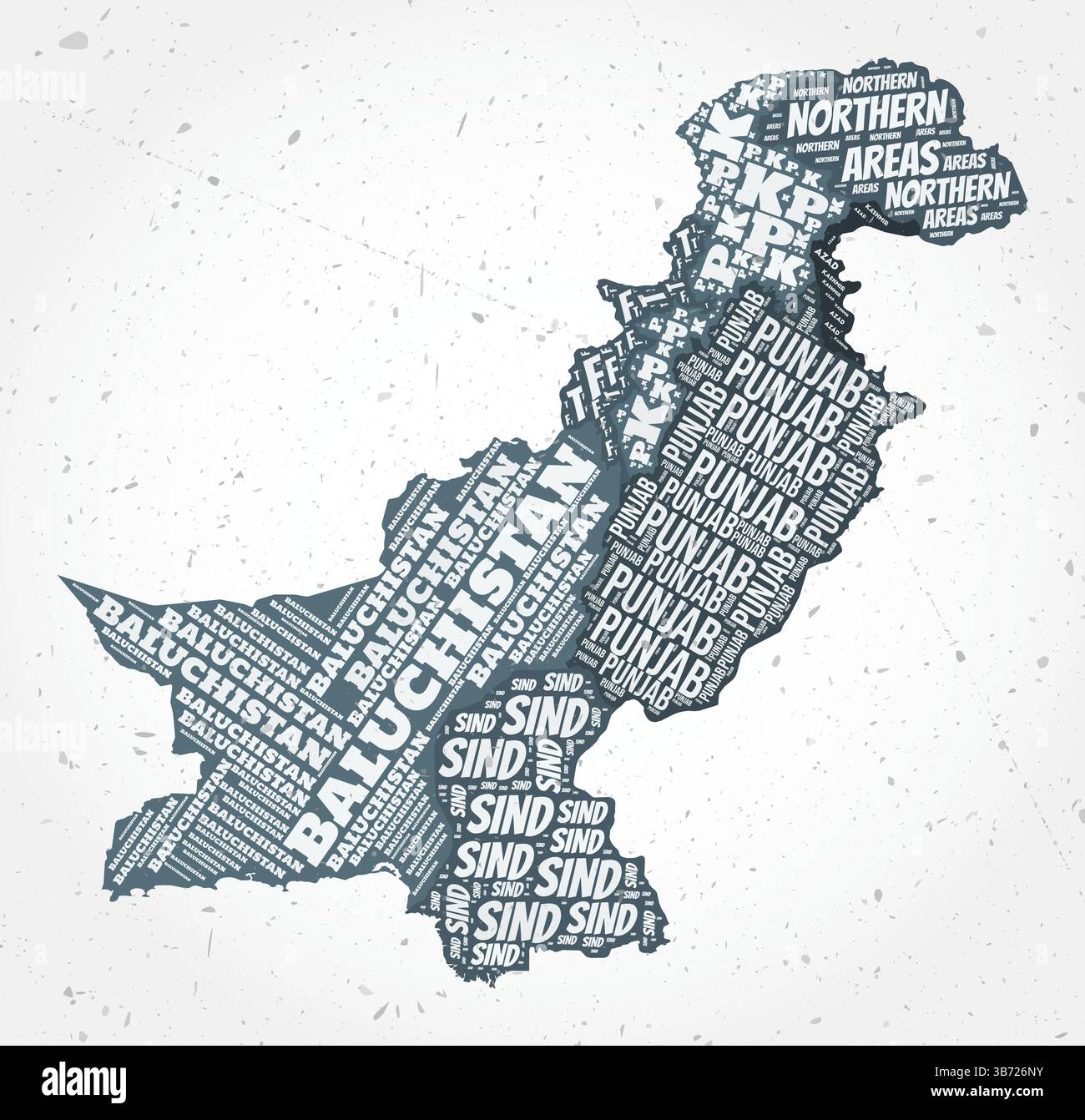 Pakistan regions word clouds. Country shape on textured background ...