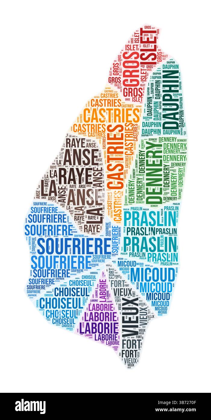 Saint Lucia region word cloud. Country shape design. Saint Lucia ...