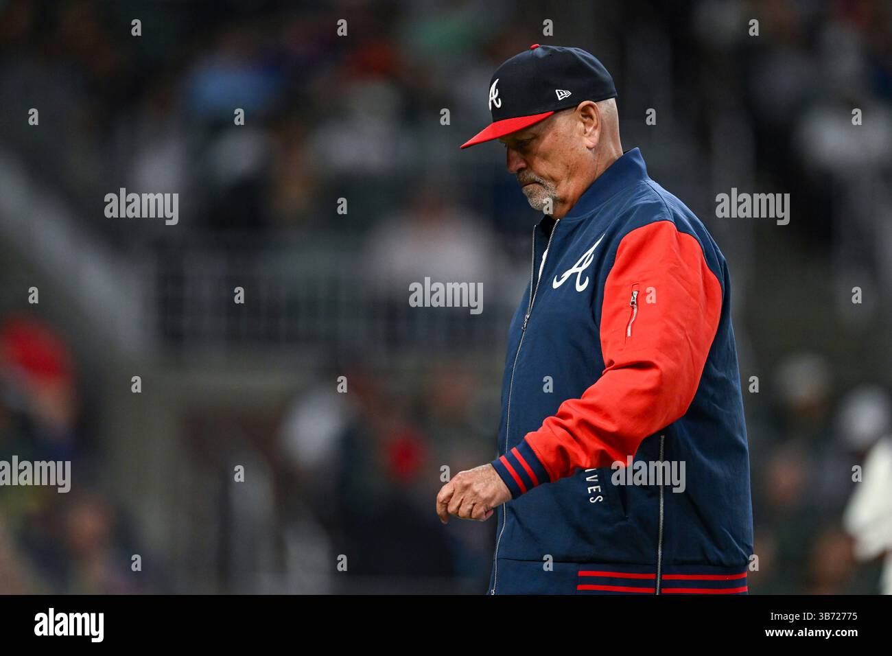 ATLANTA, GA – MAY 04: Atlanta manager Brian Snitker (43) leaves the ...