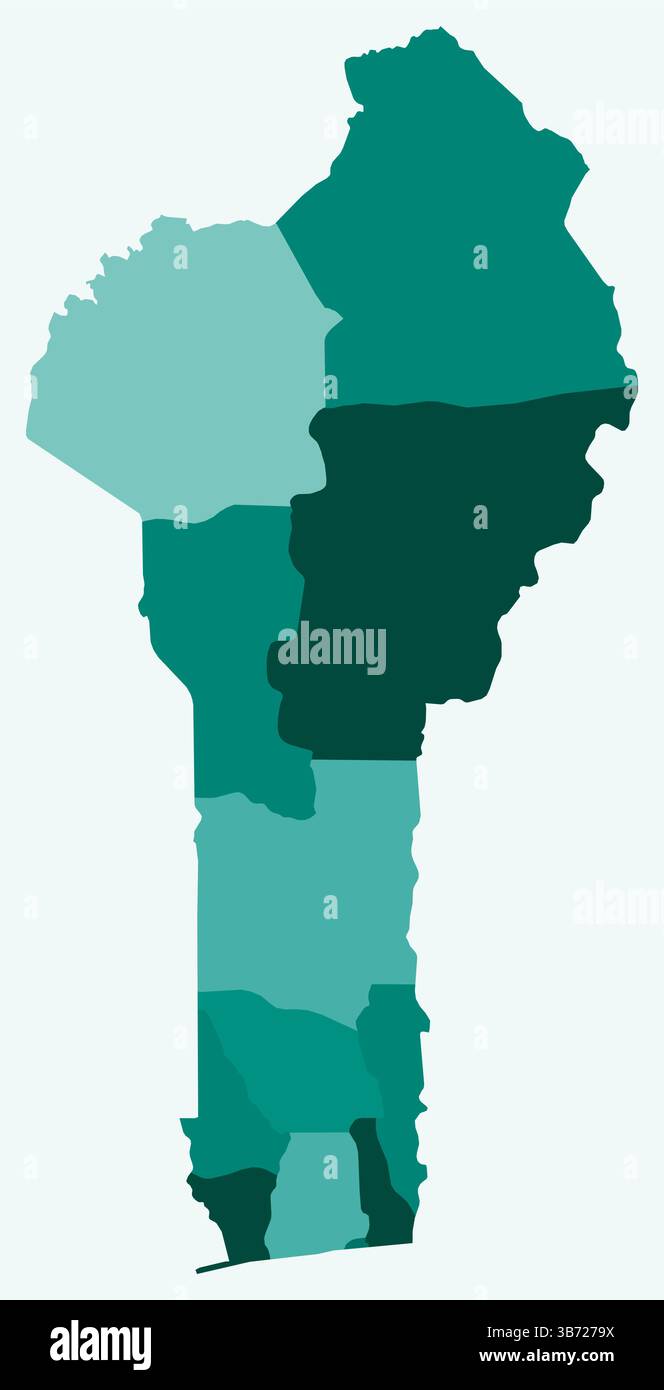 Map of Benin with regions. Just a simple country border map with region ...
