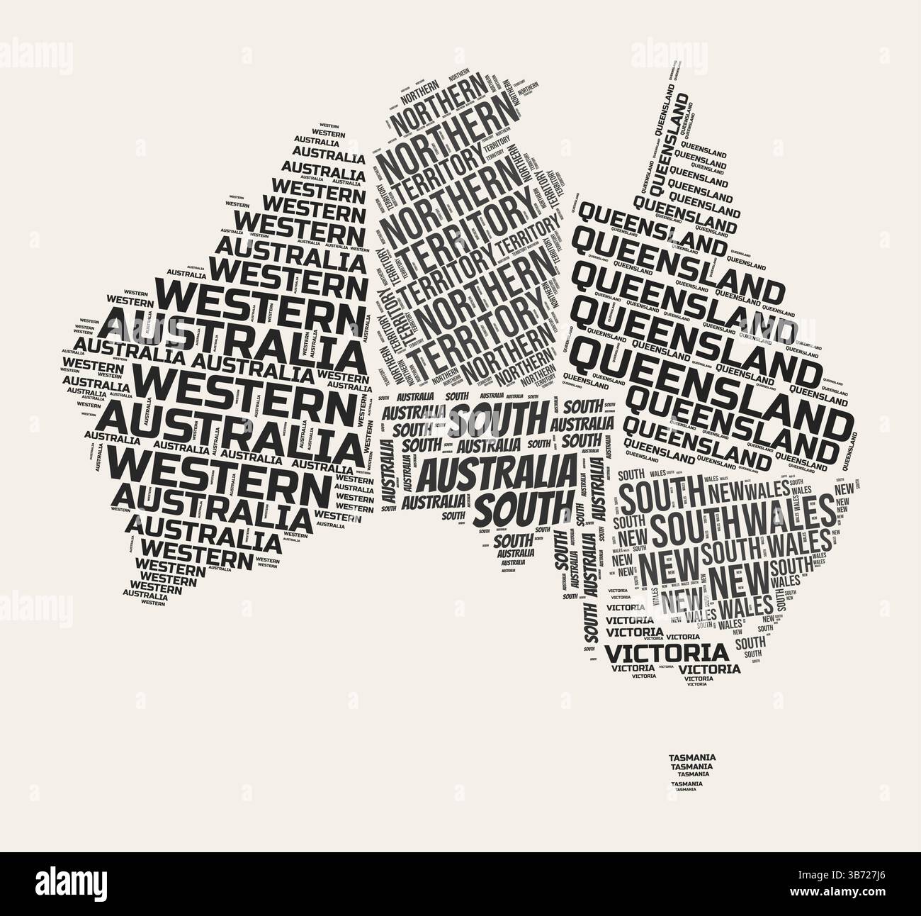 Australia Word Cloud. Country with regions division. Australia ...