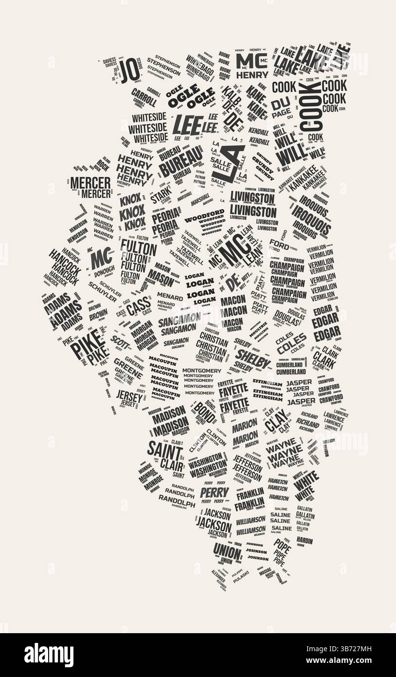 Illinois word cloud state hi-res stock photography and images - Alamy