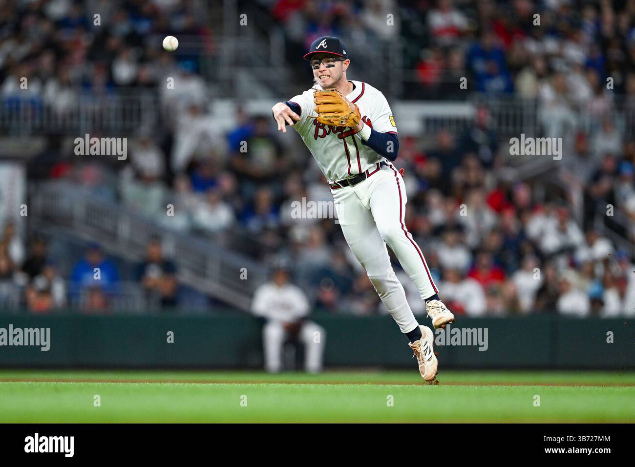 ATLANTA, GA – MAY 04: Atlanta shortstop Nick Allen (2) makes a jump ...