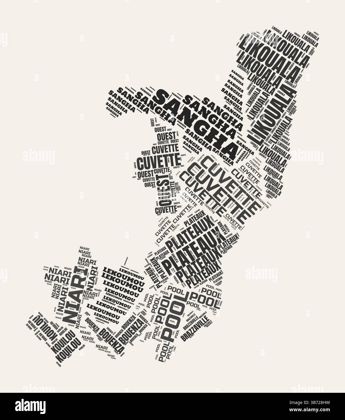 Republic of the Congo Word Cloud. Country with regions division ...