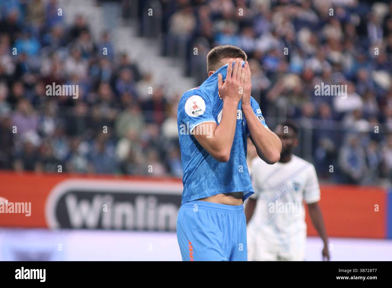 Saint Petersburg, Russia. 04th May, 2025. Aleksandr Sobolev (7) of Zenit seen in action during ...