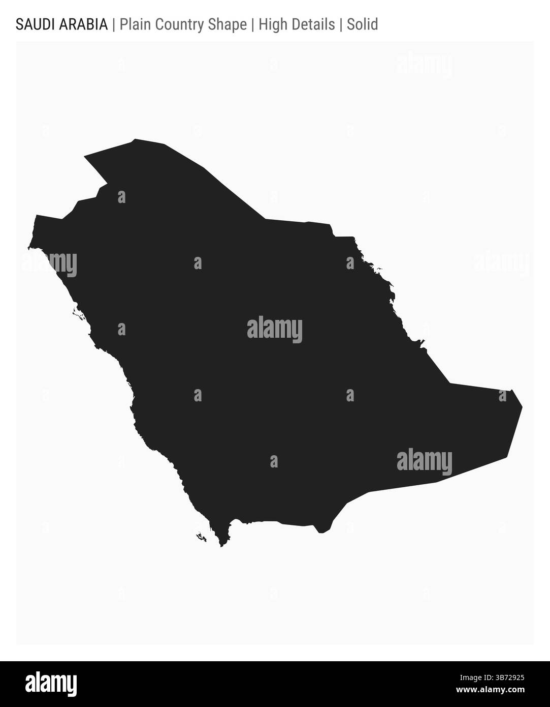 Saudi Arabia plain country map. High details. Solid style. Shape of ...