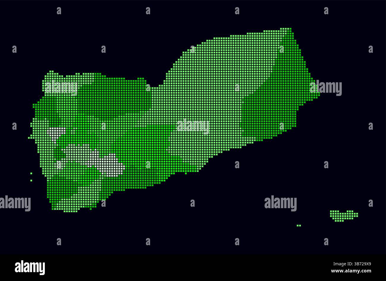 Yemen dotted map. Digital style map of the country on dark background ...