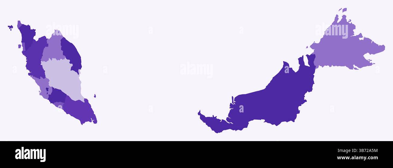Map of Malaysia with regions. Just a simple country border map with ...