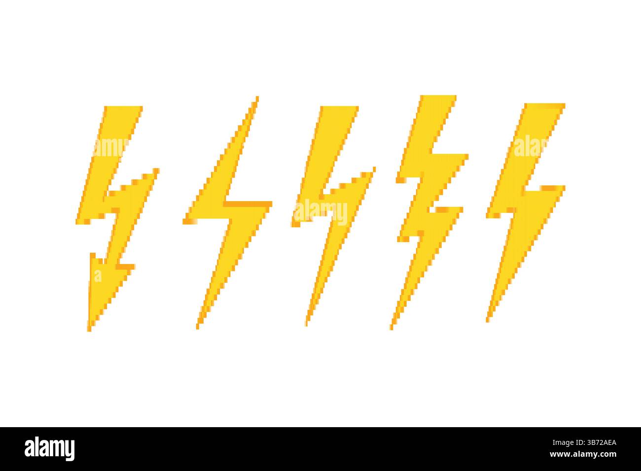 pixel art-style set of lightning bolt, thunder, electric, or weather ...