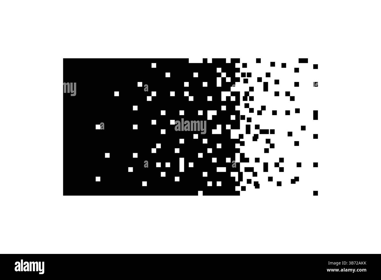 Dispersed elements. Pixelated squares, destruction on fragments. Flat ...