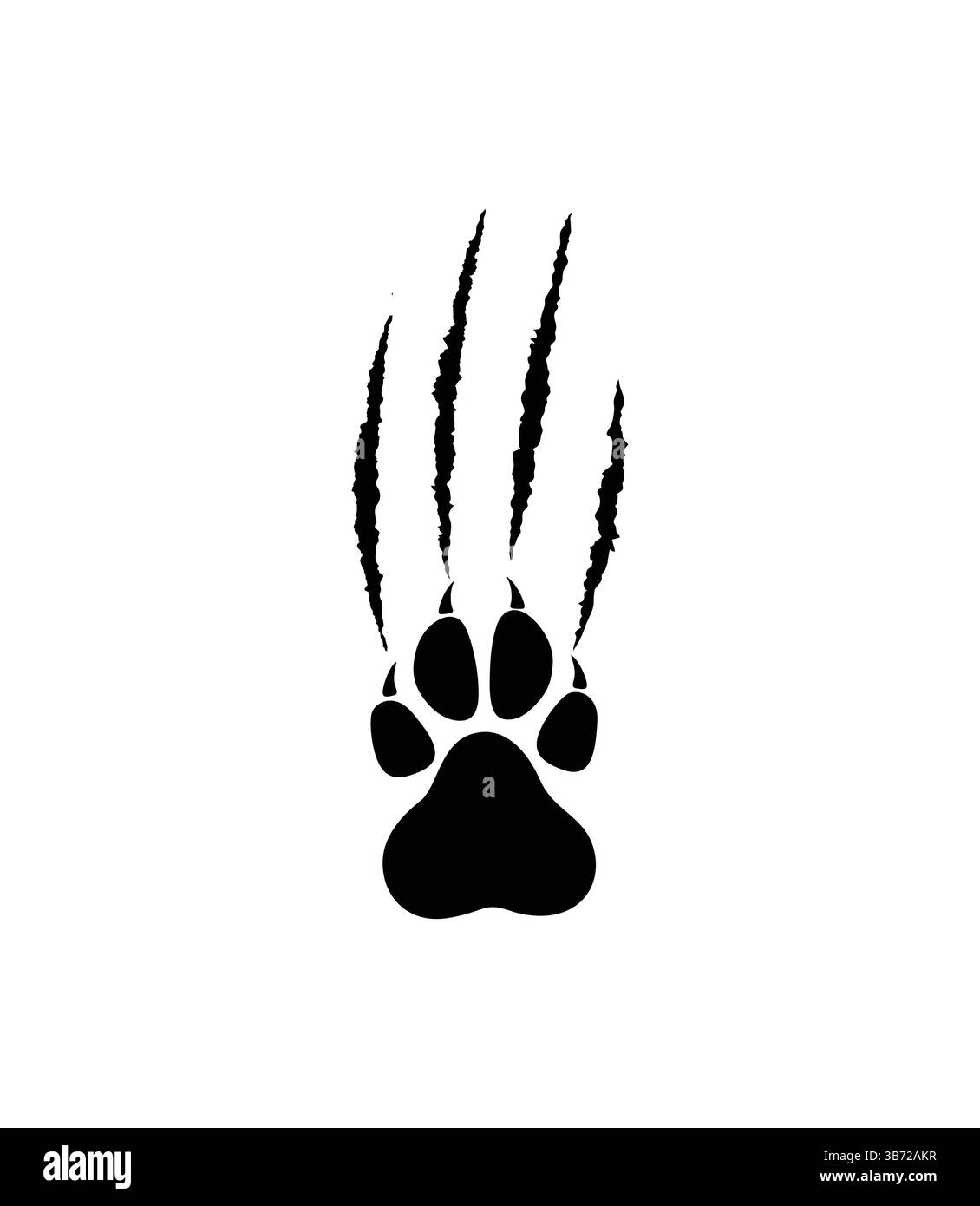 Animal paw print silhouette with scratches and claw markings. talons ...