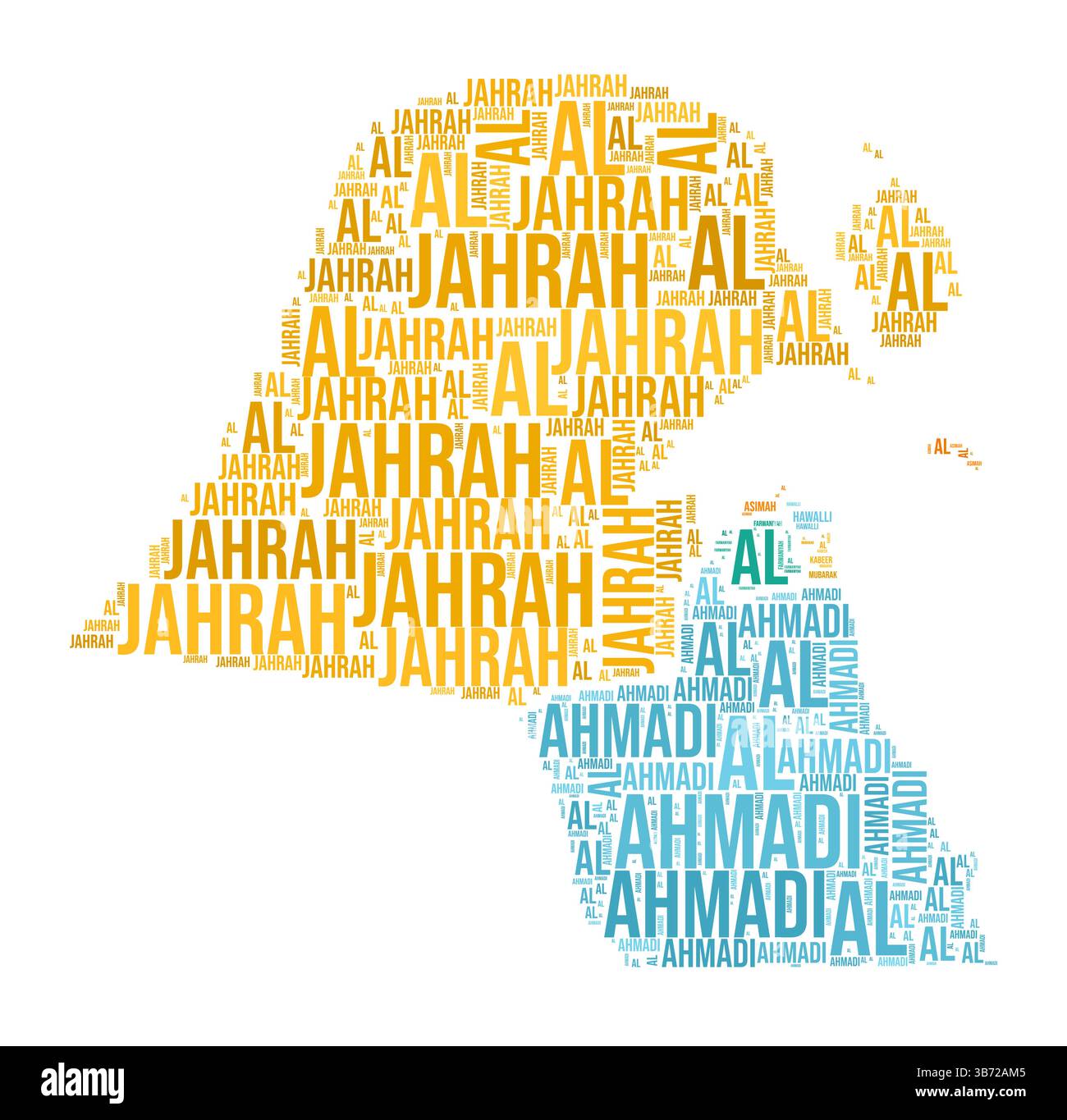 Kuwait Word Cloud. Country shape with region division. Kuwait ...