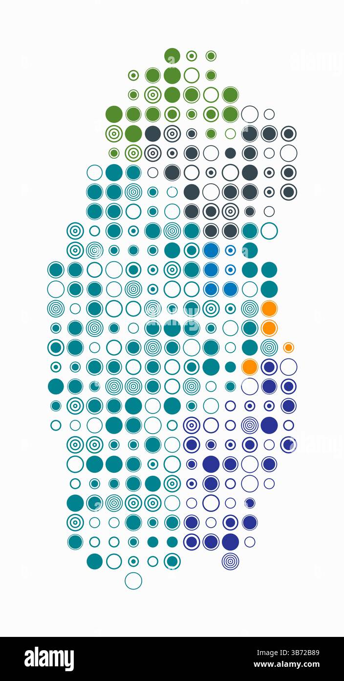 Qatar, shape of the country built of colored cells. Digital style map ...