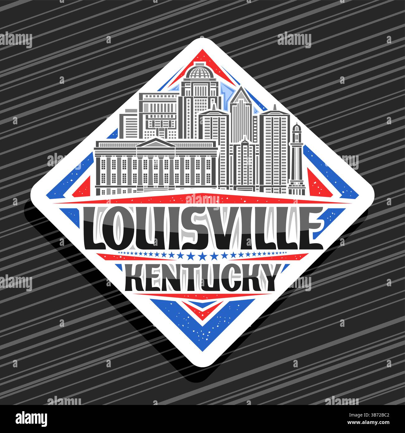 Vector logo for Louisville, white decorative rhomb road sign with ...