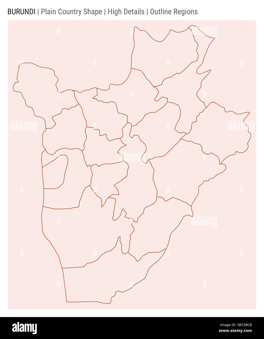Burundi plain country map. High details. Outline regions style. Shape of Burundi. Vector ...