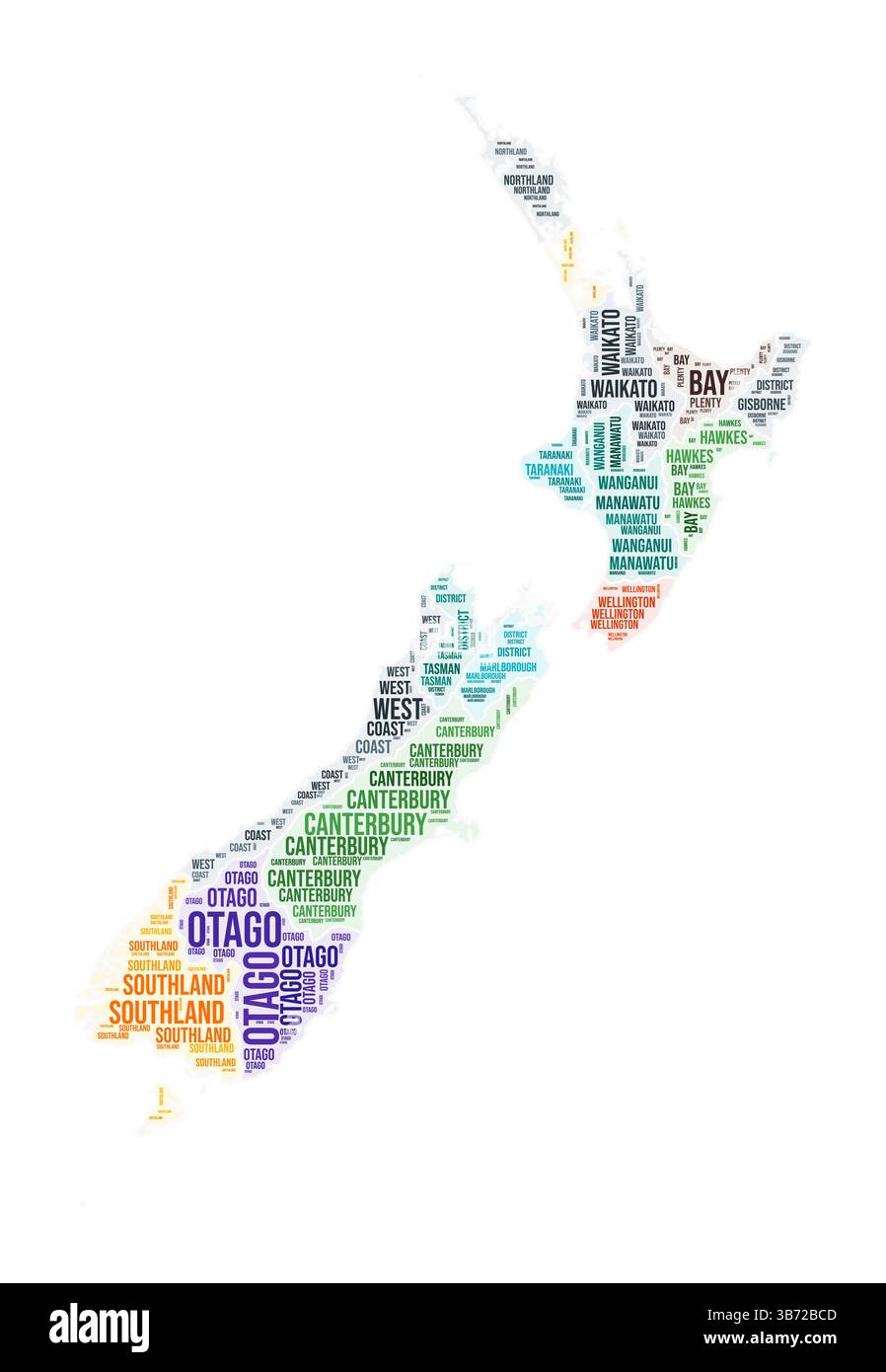 New Zealand region word cloud. Country shape design. New Zealand ...