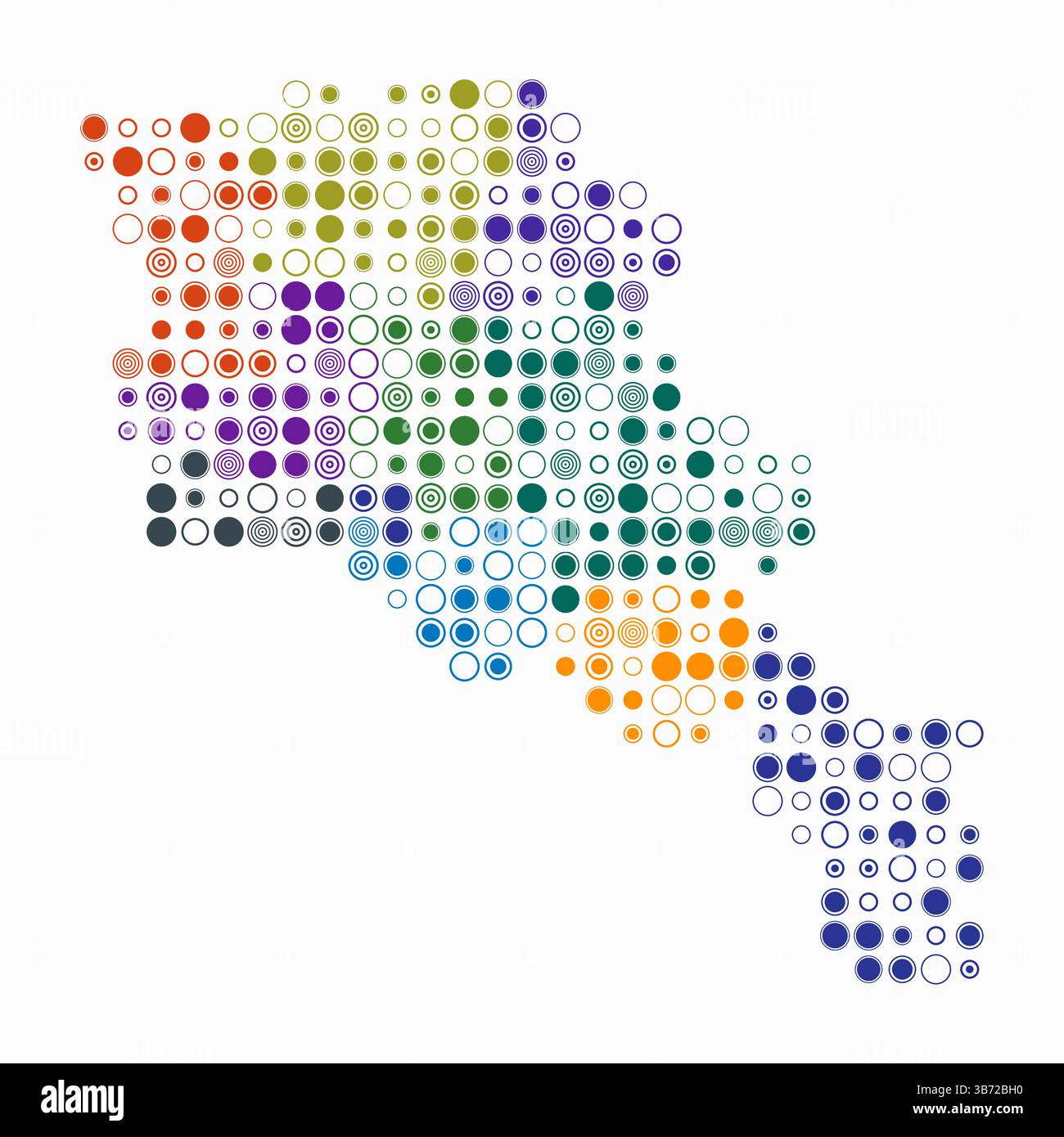 Armenia, shape of the country built of colored cells. Digital style map ...