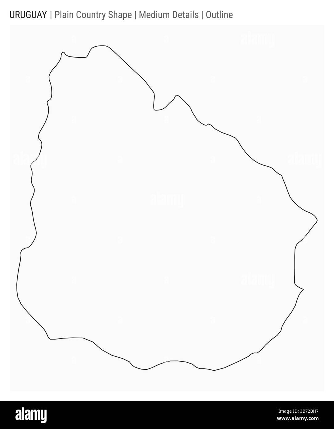 Uruguay plain country map. Medium details. Outline style. Shape of ...