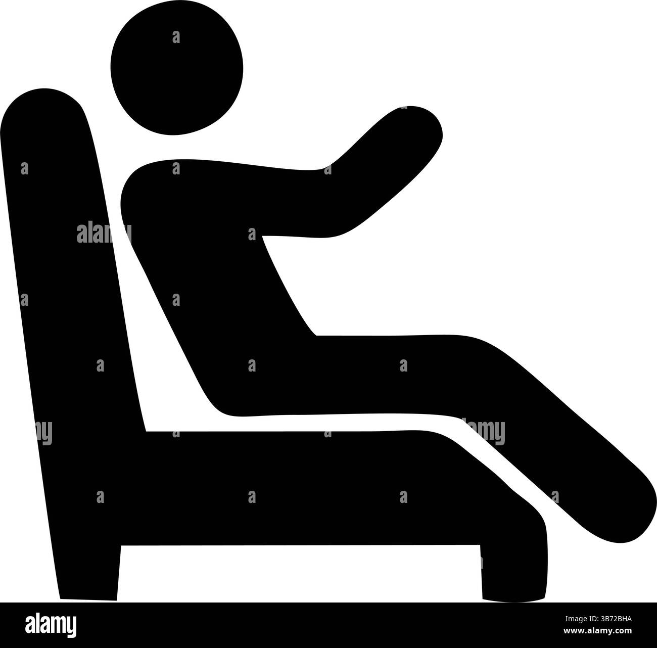 A simple black and white graphic of a person sitting in a chair Stock ...