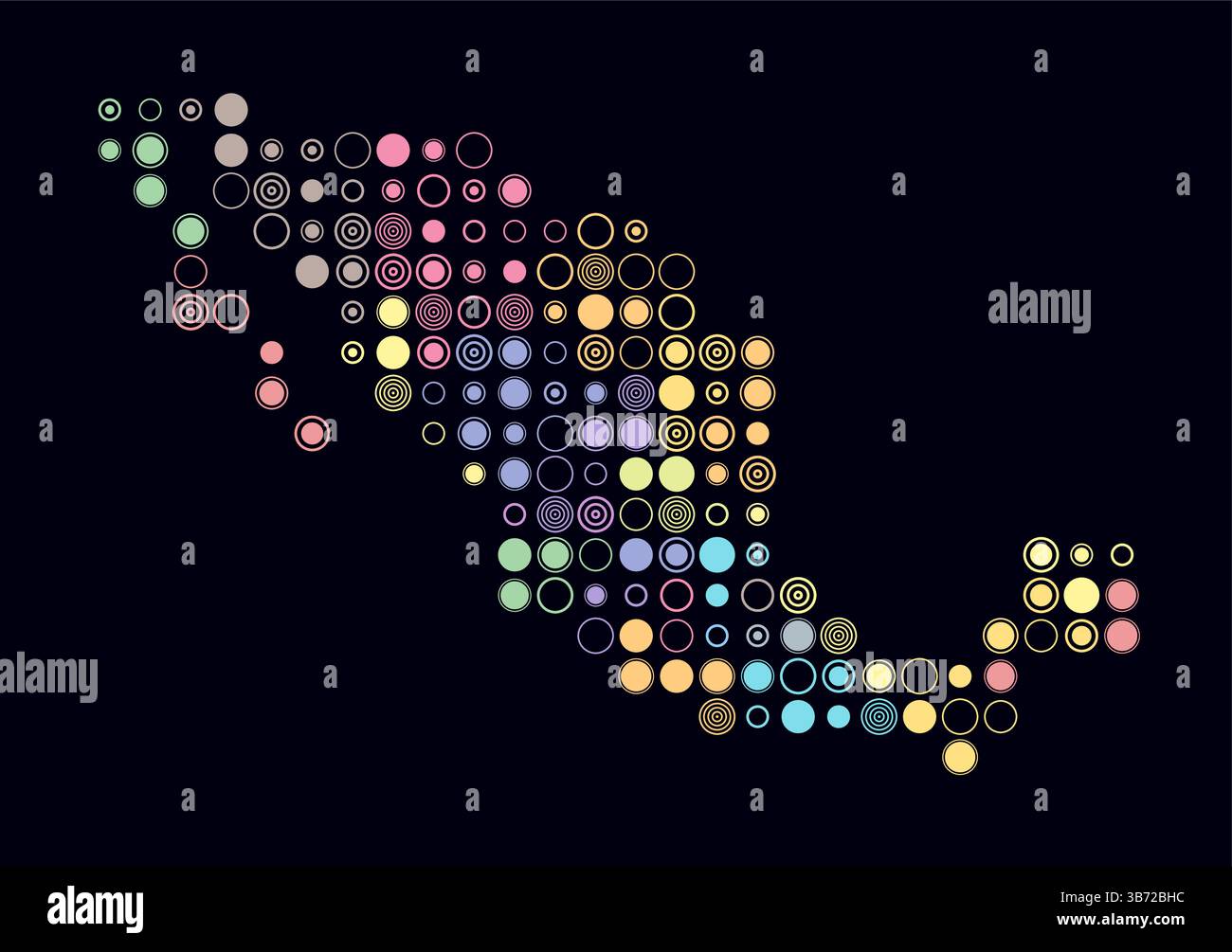 Mexico, shape of the country built of colored cells. Digital style map ...