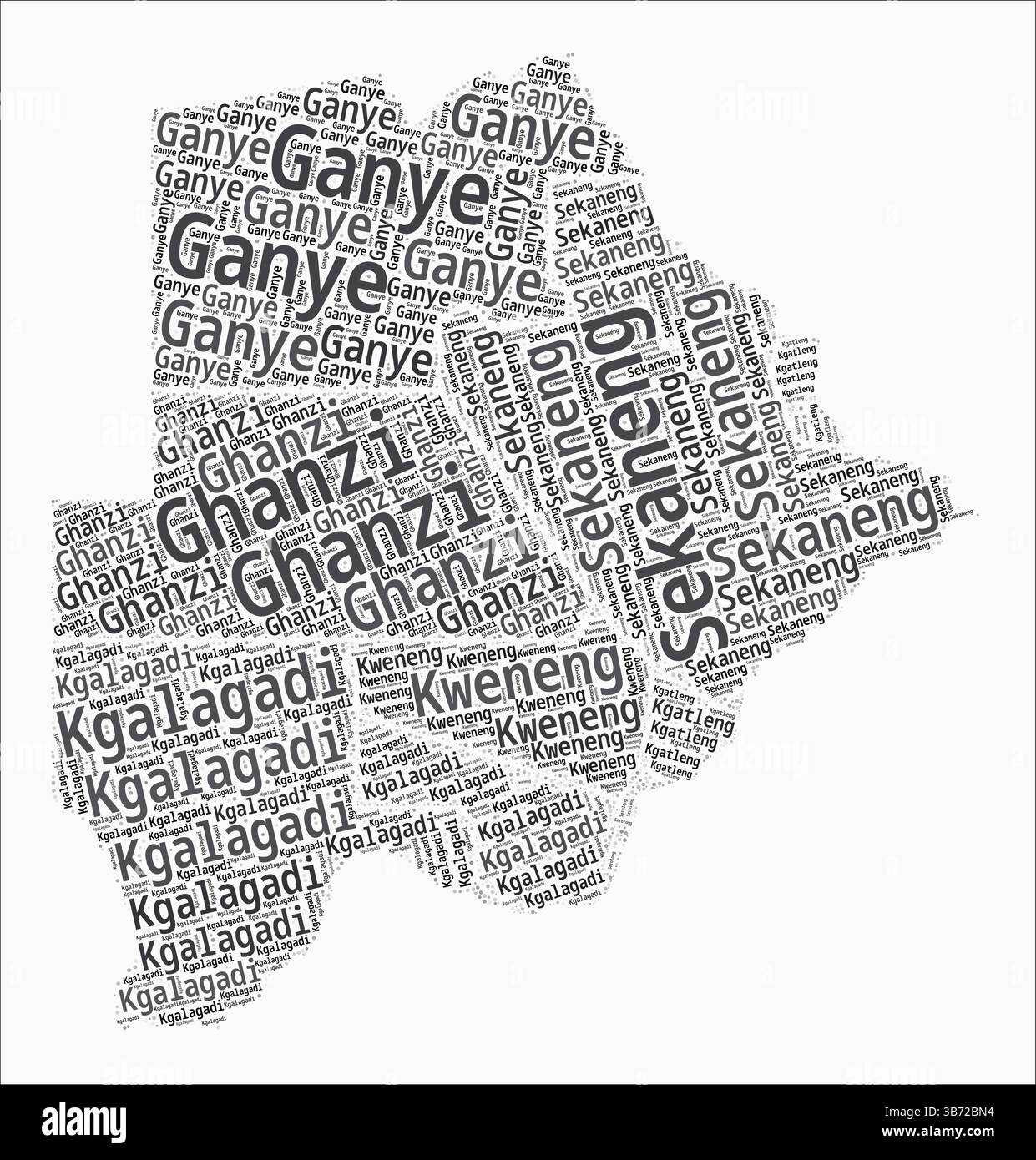 Botswana text style regions. Country region names word clouds in ...