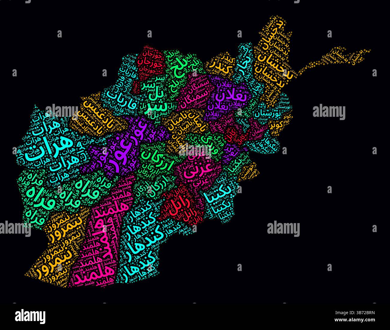Afghanistan Word Cloud. Region names of the country in Pashto language ...