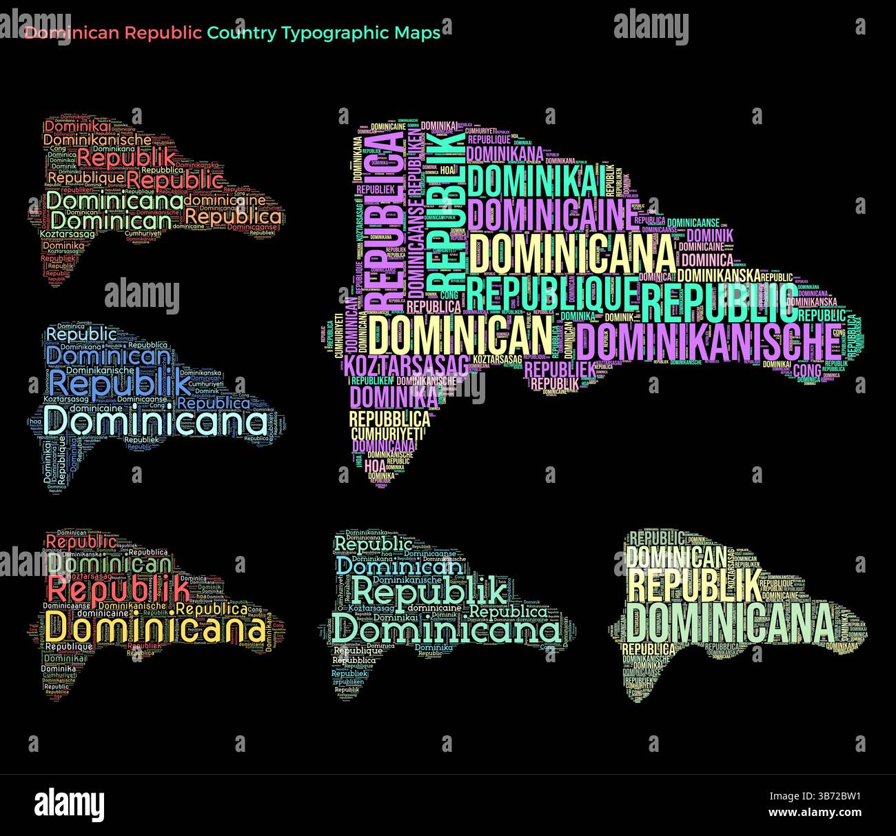 Dominicana. Set of typography style country illustrations. Dominicana ...