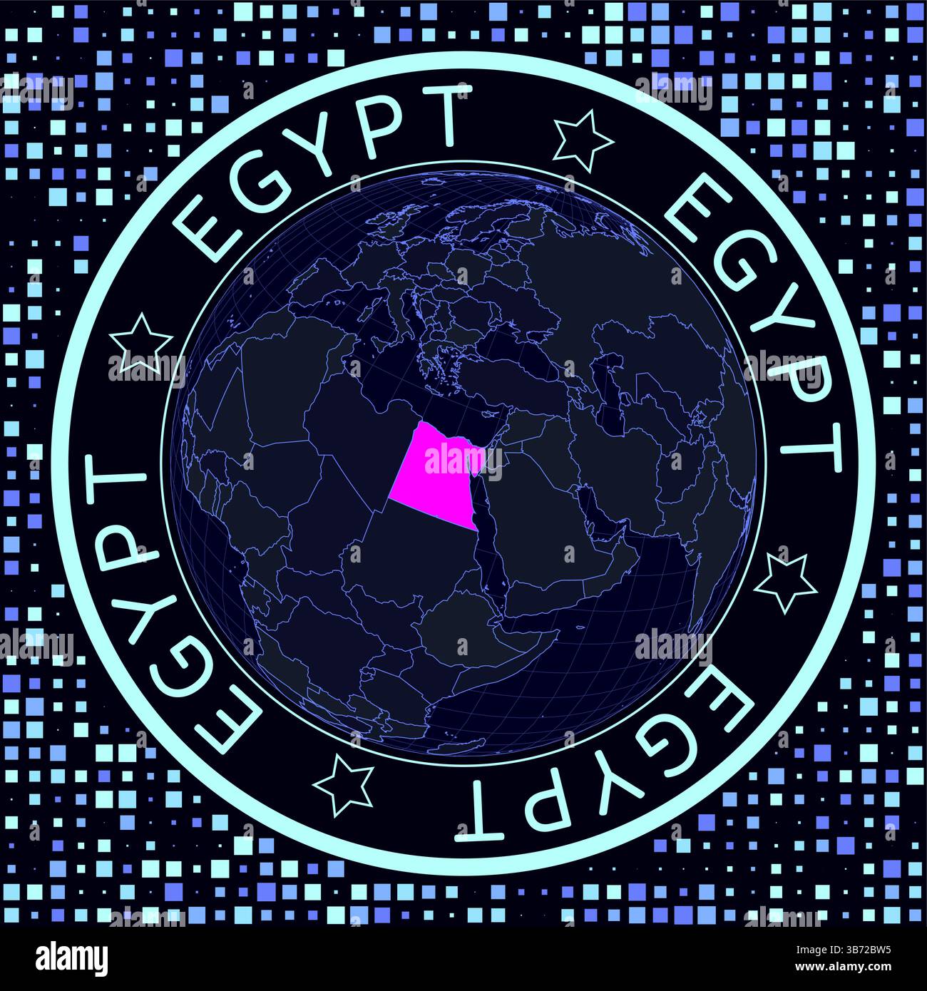 Egypt on globe vector. Futuristic satellite view of the world centered ...