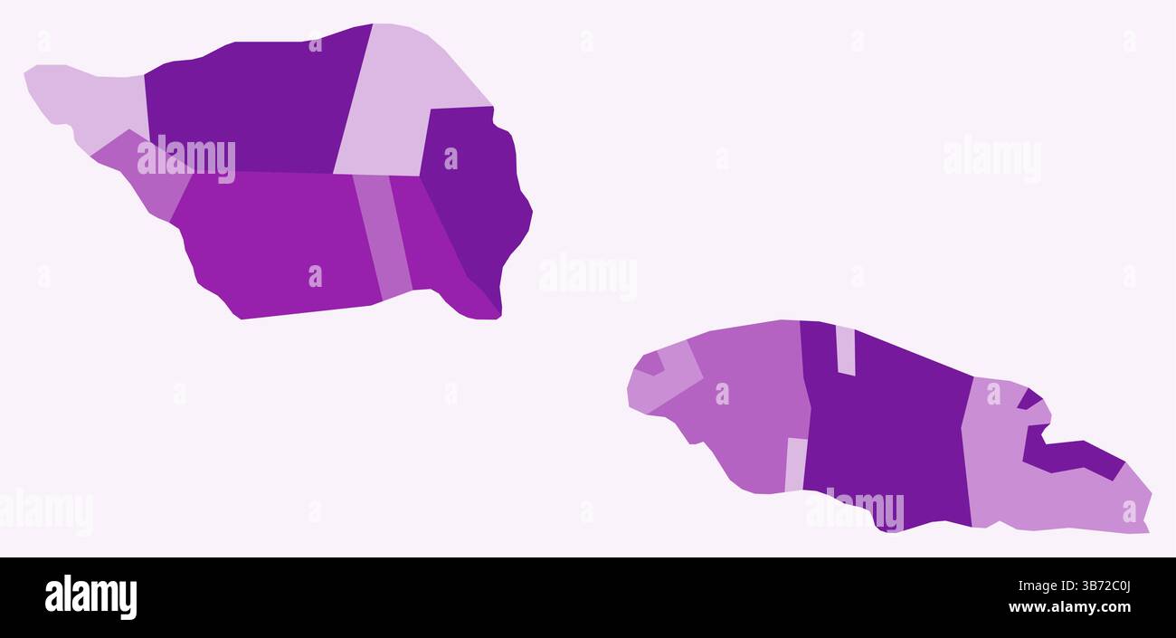 Map of Samoa with regions. Just a simple country border map with region division. Purple color ...