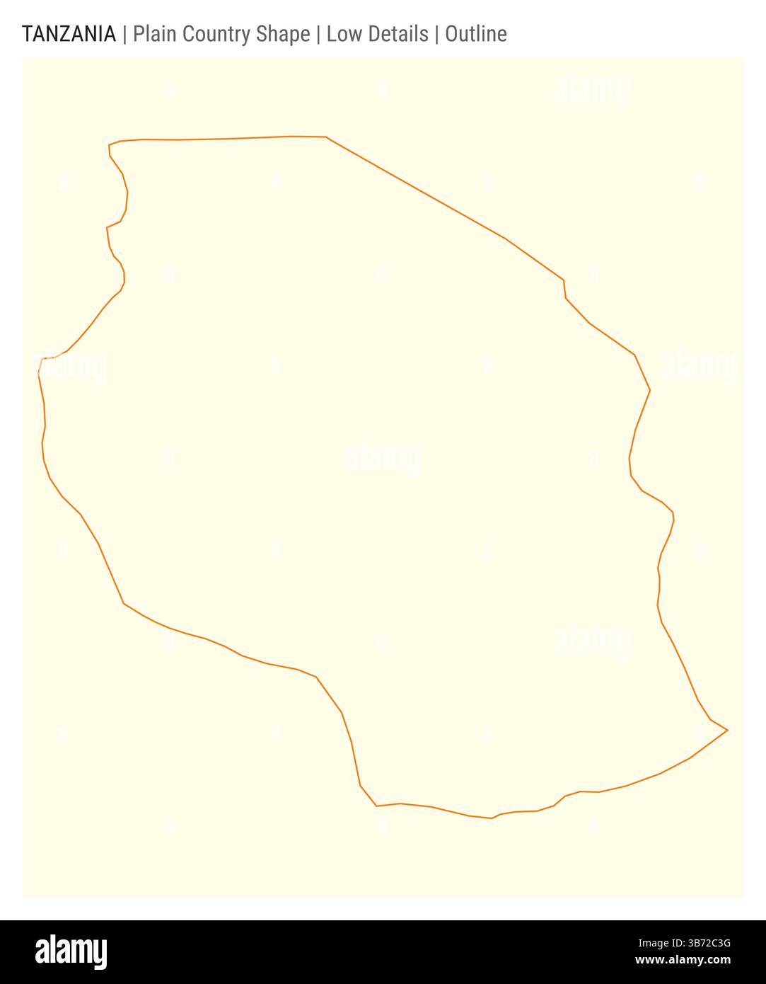 Tanzania plain country map. Low details. Outline style. Shape of ...