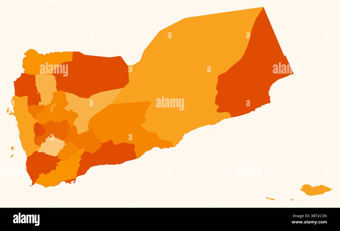 Map of Yemen with regions. Just a simple country border map with region ...