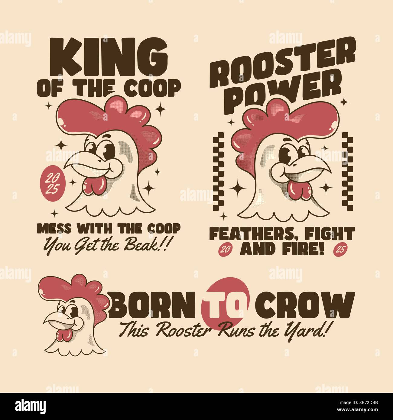 Playful rooster designs with vintage flair perfect for shirts, posters ...