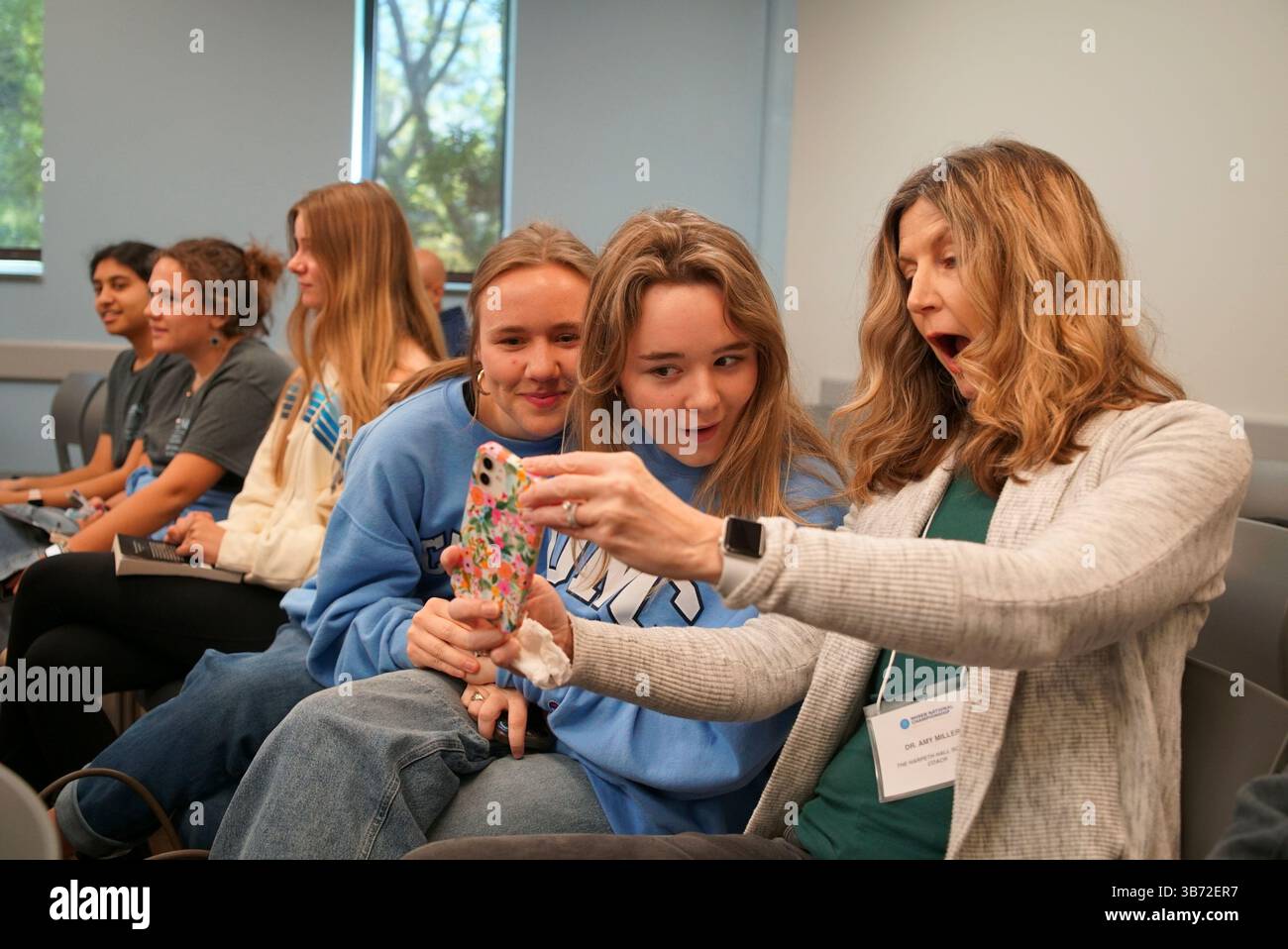 From right, coach Amy Miller, Larkin Wilson, Sadie Osenga, Thalia ...