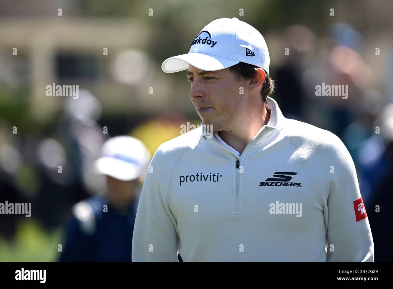 Matt Fitzpatrick, of England, walks on the fourth hole during the first ...