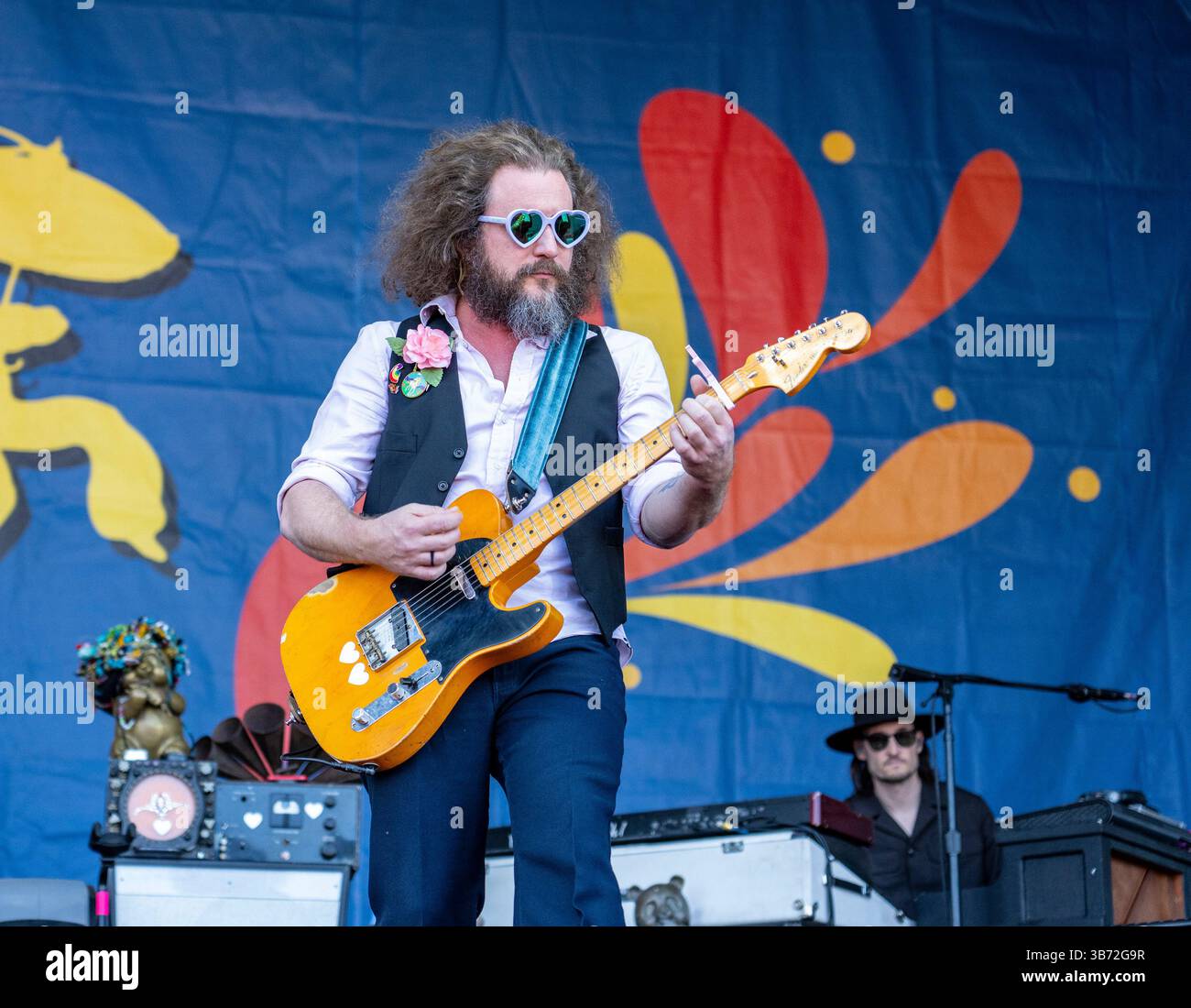 Jim James, left, and Bo Koster of My Morning Jacket perform during the ...