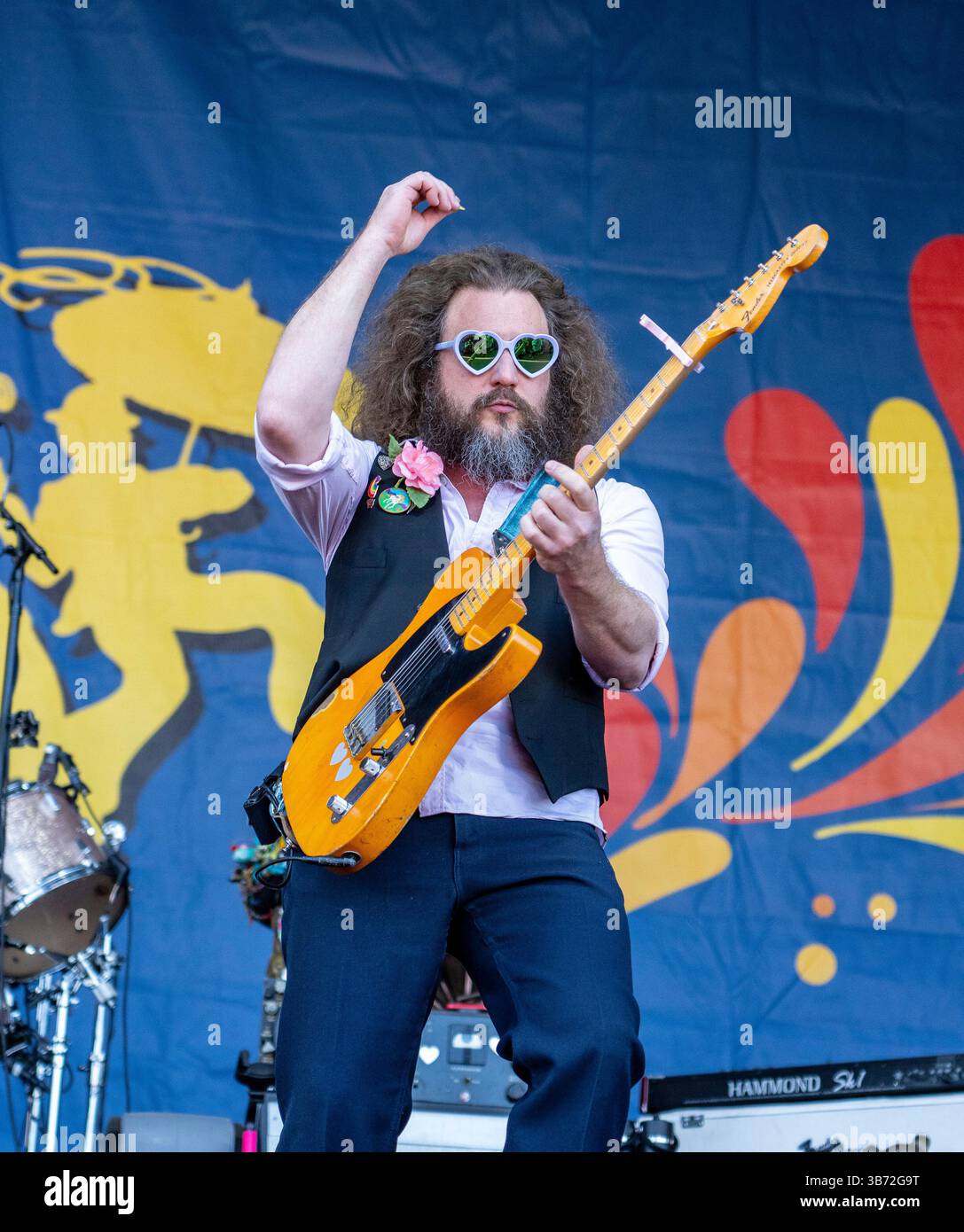 Jim James, left, and Bo Koster of My Morning Jacket perform during the ...