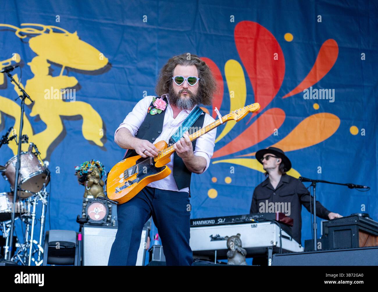 Jim James, left, and Bo Koster of My Morning Jacket perform during the ...