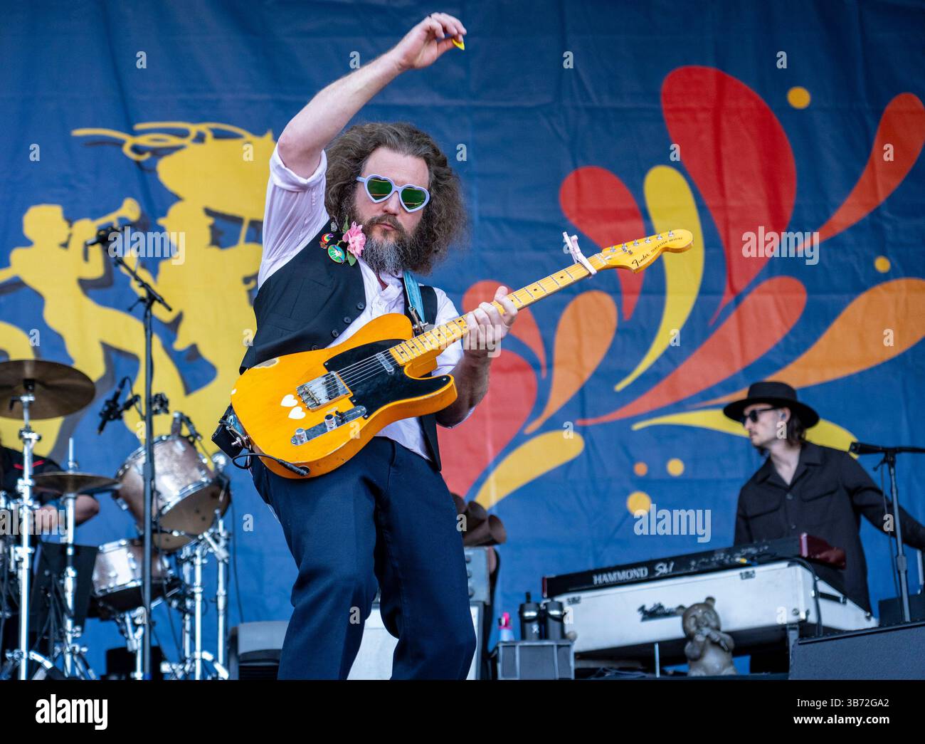 Jim James, left, and Bo Koster of My Morning Jacket perform during the ...