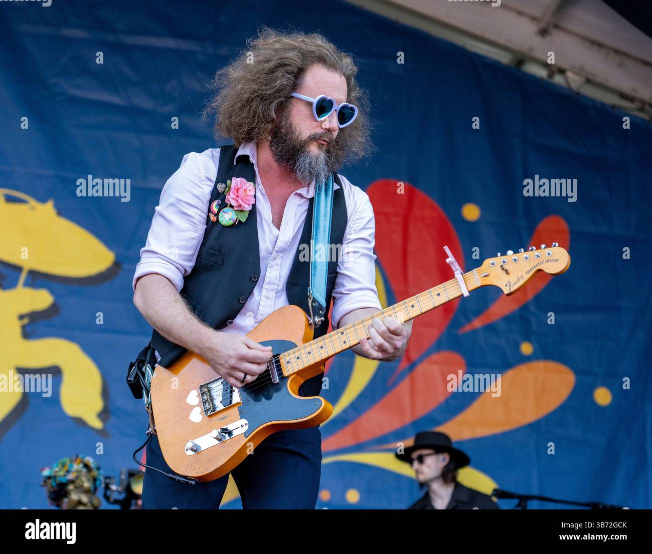 Jim James, left, and Bo Koster of My Morning Jacket perform during the ...