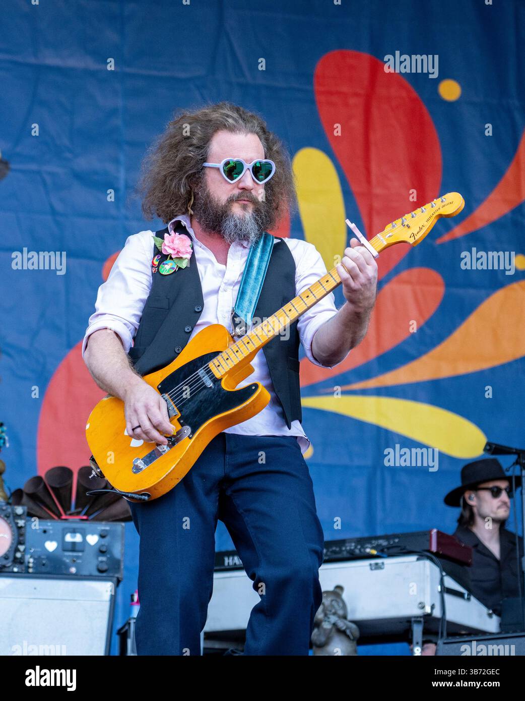 Jim James, left, and Bo Koster of My Morning Jacket perform during the ...